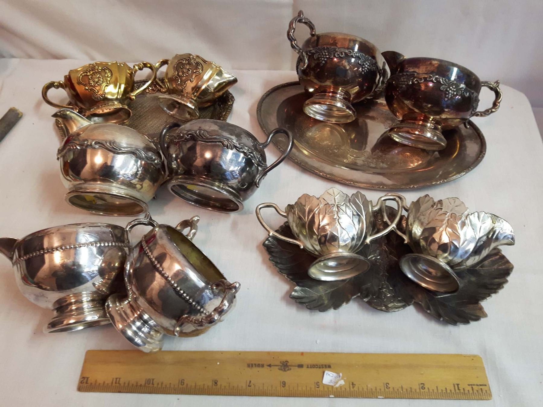Old Silver Plated Cream & Sugar Sets (E.P)