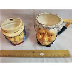 Two Large Ceramic Head Mugs