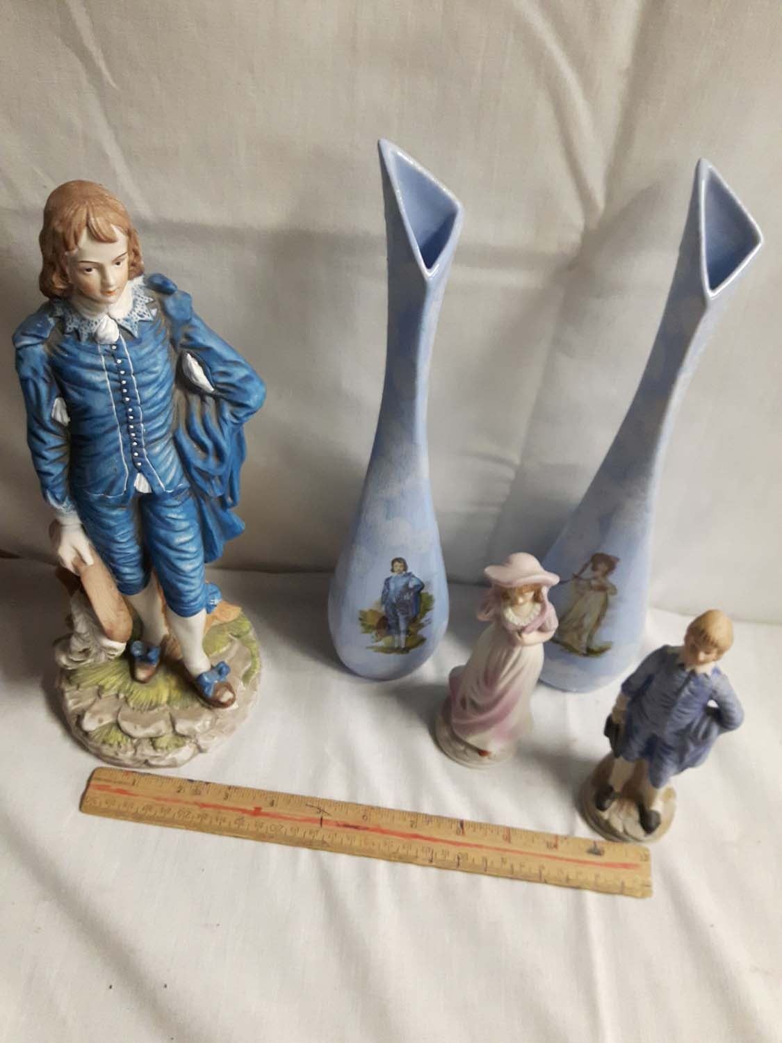 Blue Boy Statue, Vases of Blue Boy&Pink Lady(2)& Small Statues of Blue ...
