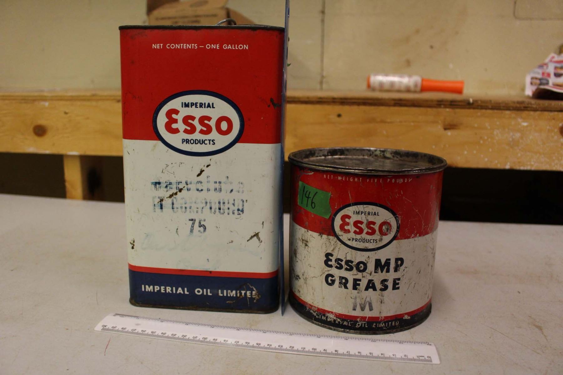 1 Gal Esso Oil Can, And 5lb Esso Grease Can