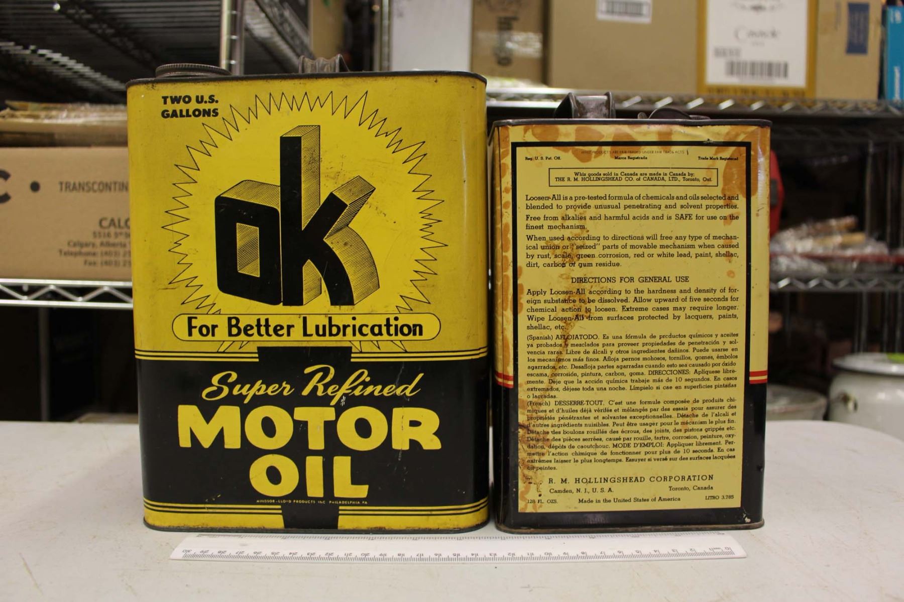 Pair Of Vintage Tins (Whiz Loosen-All And OK Super Refined Motor Oil)