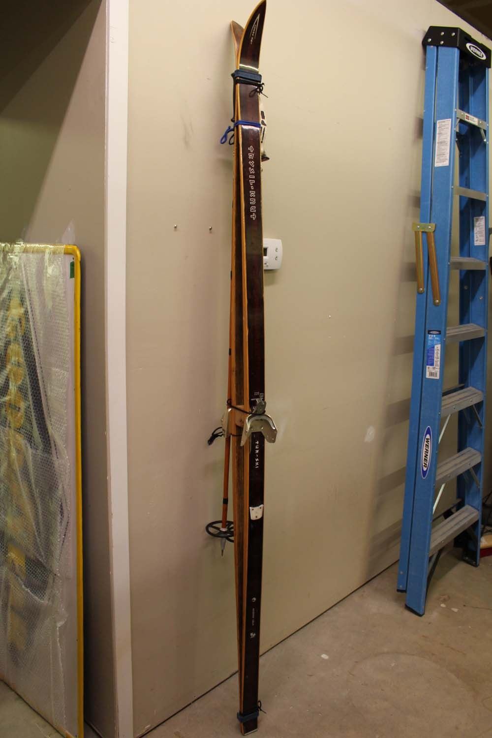 Vintage Hickory 85" Wooden Skis w/Poles (Marked Trysil-Knut)