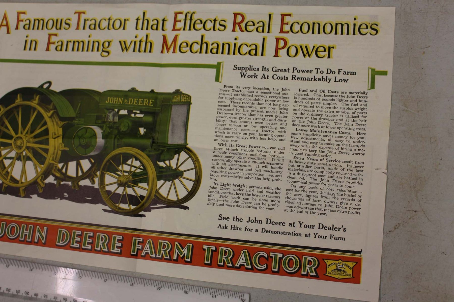 Vintage John Deere Poster With John Deere Brochure