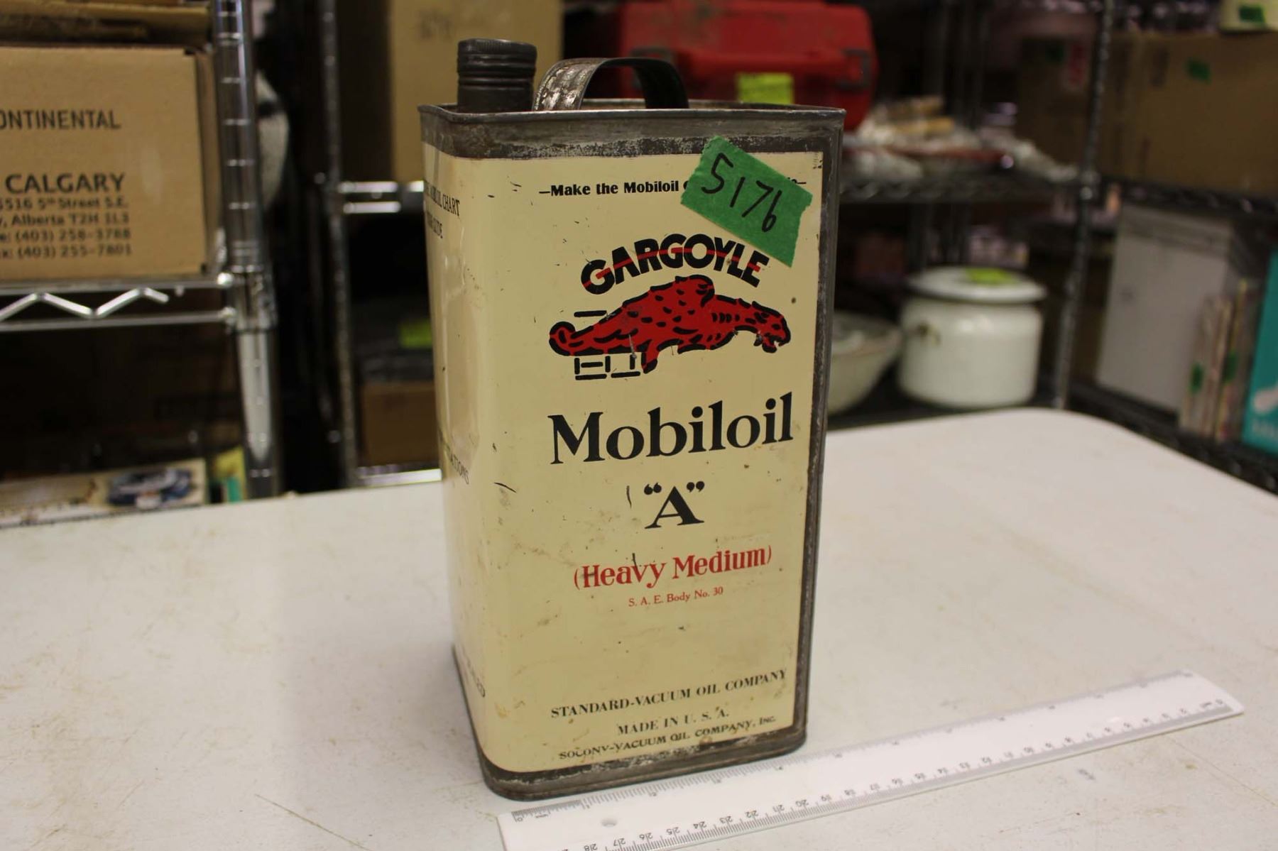 Gargoyle Mobiloil, "A" Heavy Medium Tin