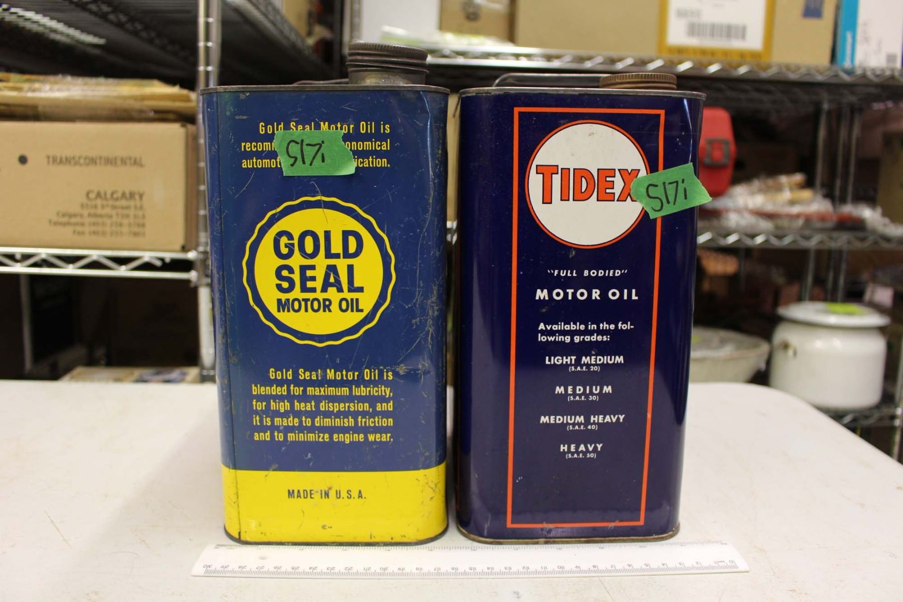 Tidex and Gold Seal Vintage Motor Oil Tins