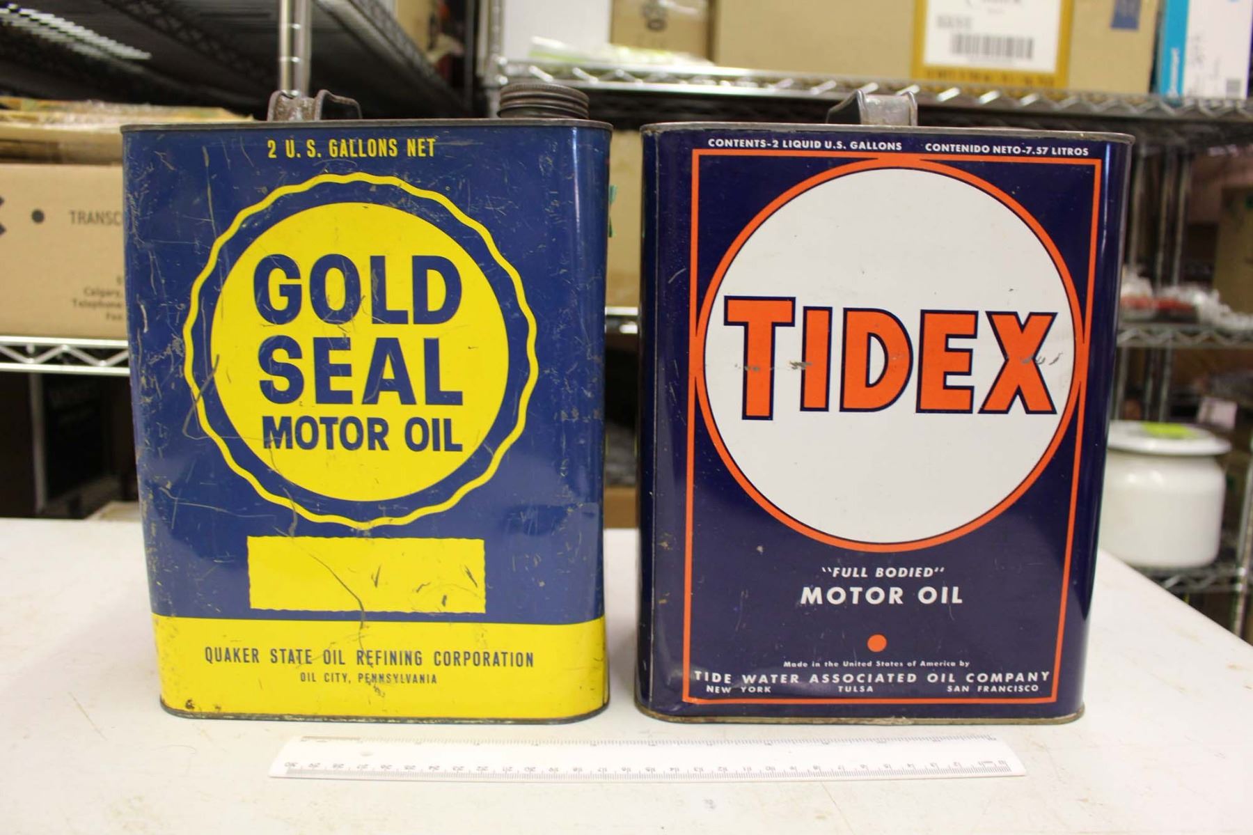 Tidex and Gold Seal Vintage Motor Oil Tins