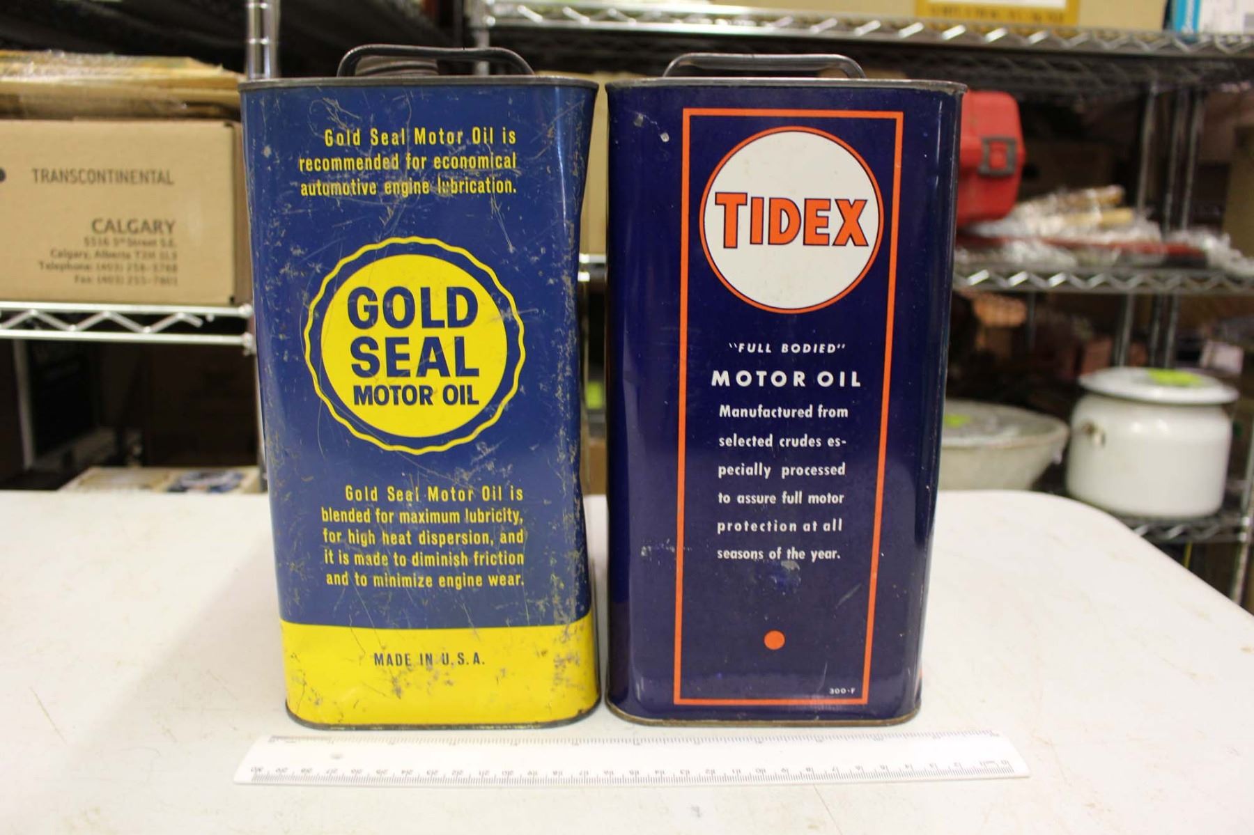Tidex and Gold Seal Vintage Motor Oil Tins