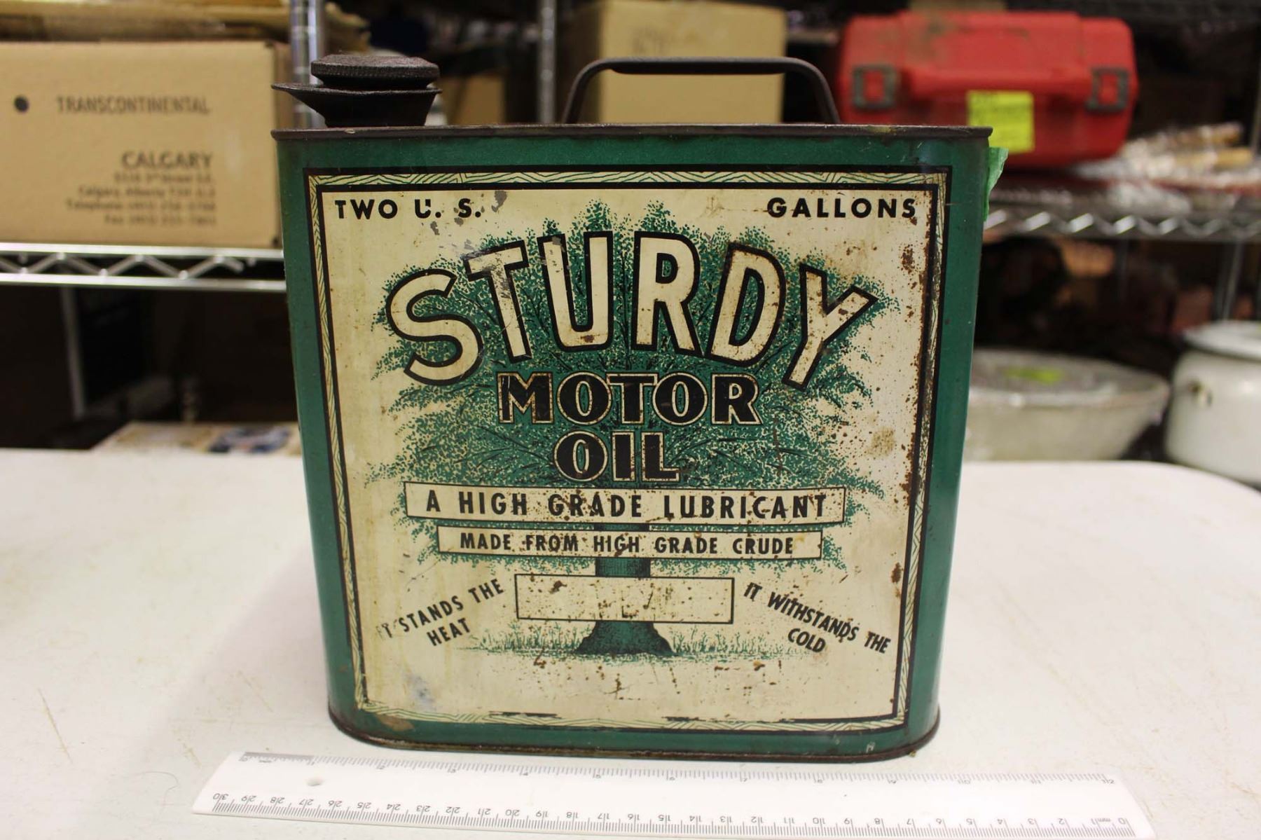 Vintage Sturdy Two Gallon Motor Oil Tin