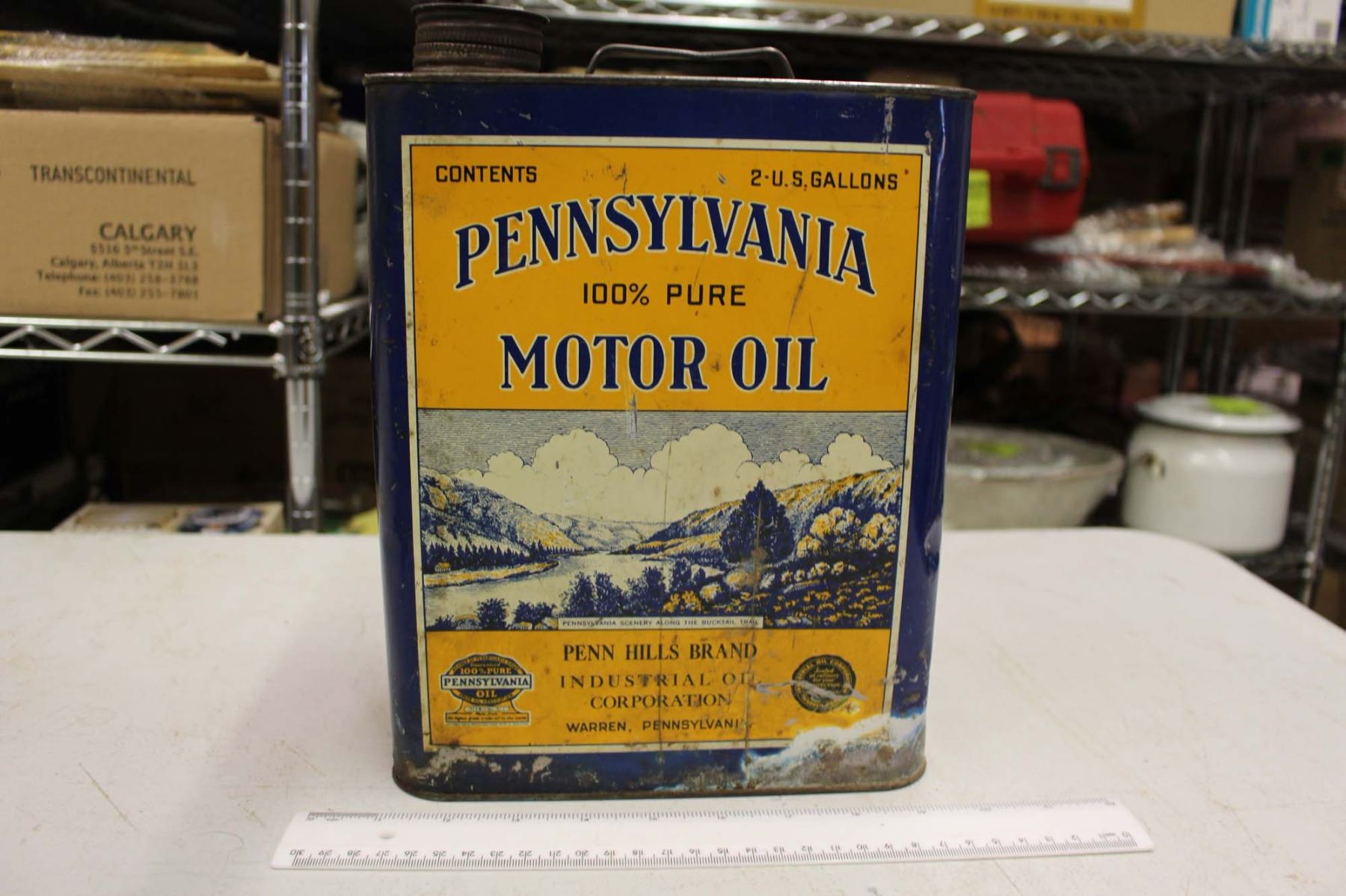 Vintage Pennsylvania Two Gallon Motor Oil Tin