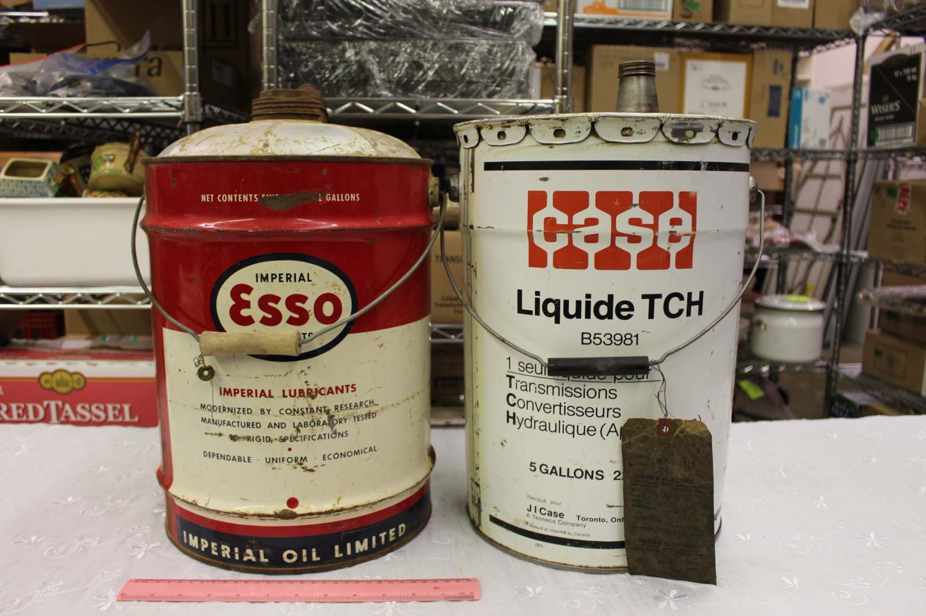 5 Gallon Oil Pails (2)(Case & Esso)