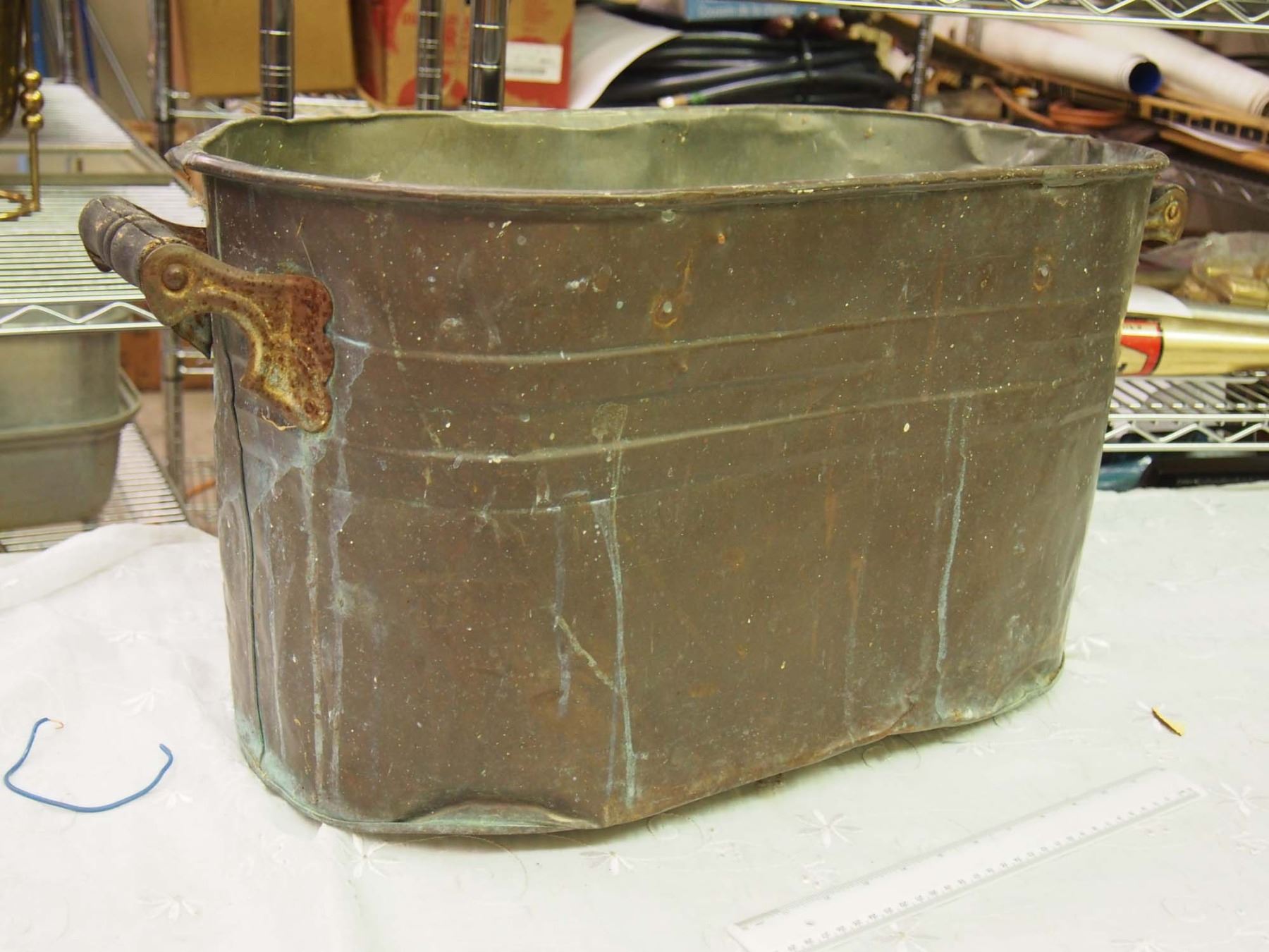 Heavily Dented Brass Tub