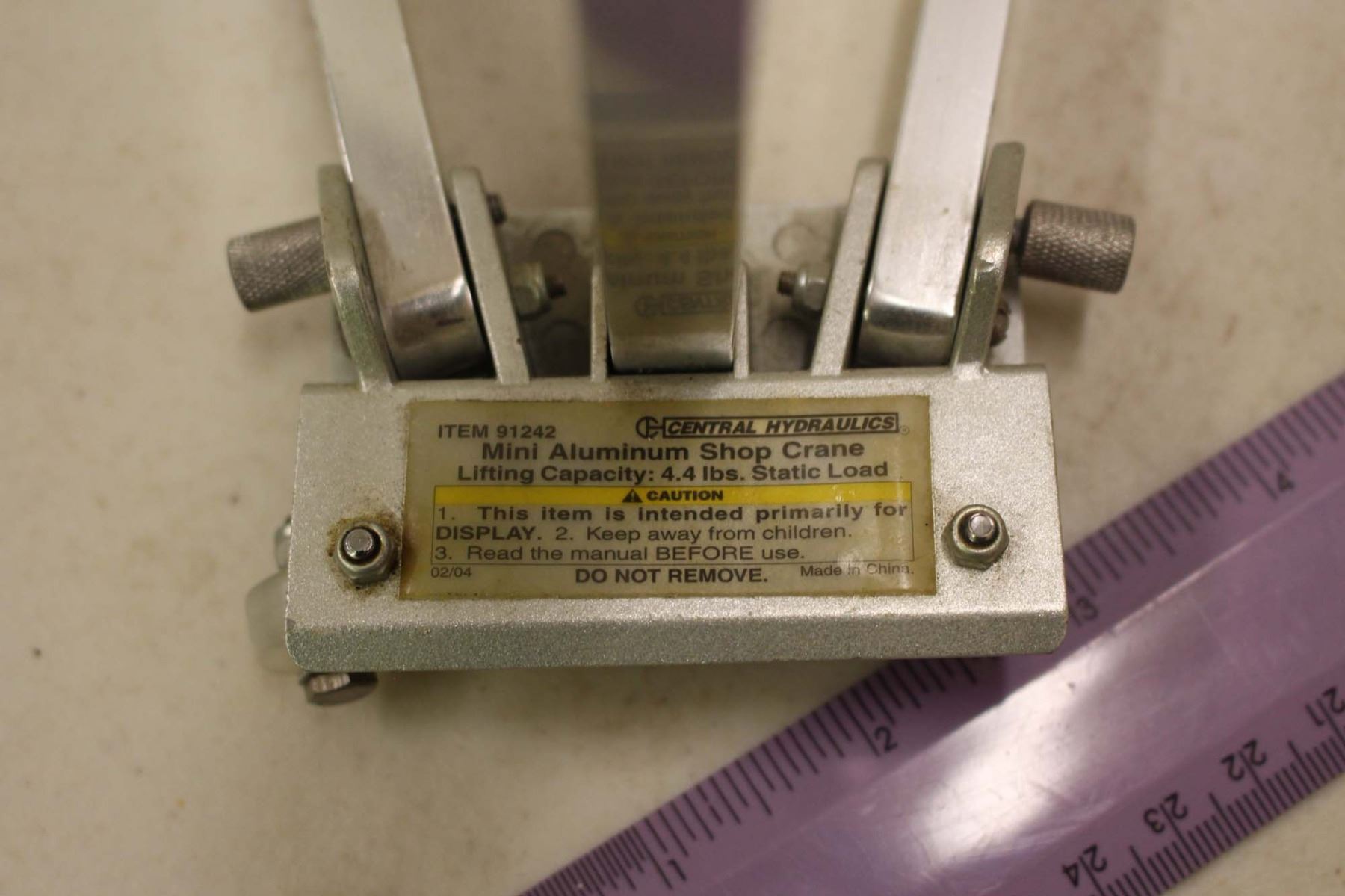 Salesman Sample Hydraulic Car Engine Crane -Aluminum Shop Crane (10" x ...