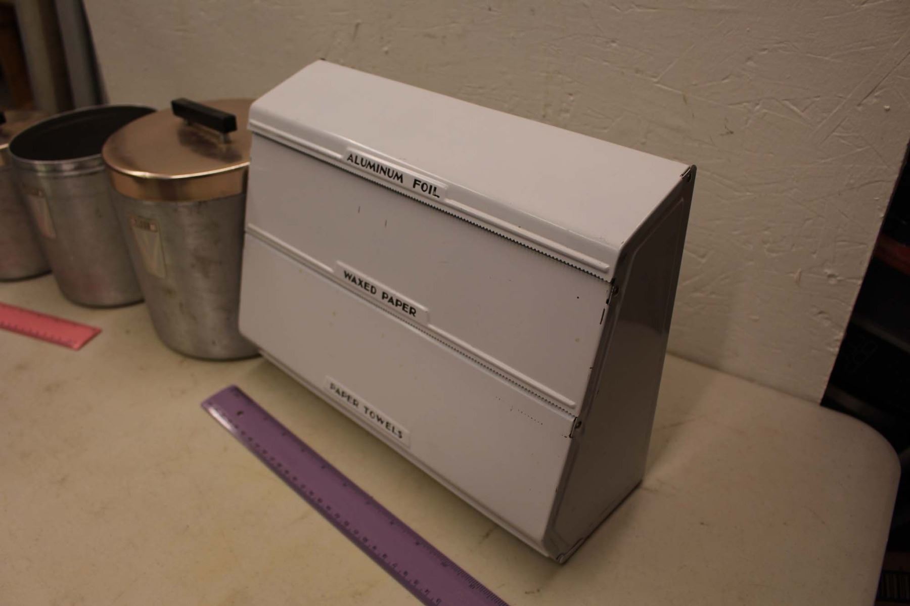 Vintage Foil, Waxed Paper&Paper Towel Container & Kitchen Cannisters