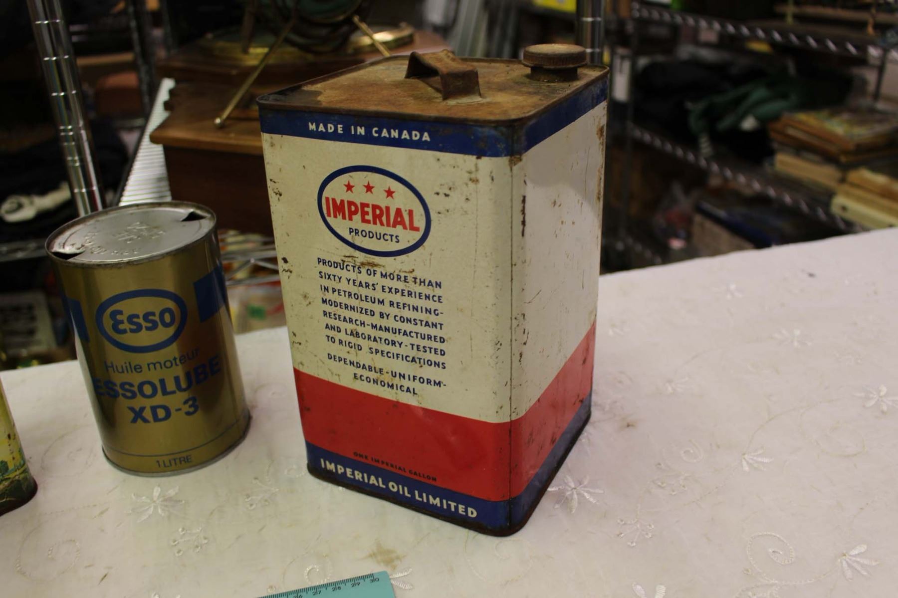 Lot Of Vintage Esso And Imperial Tins (Essolube, Hydraulic Oil, Etc)