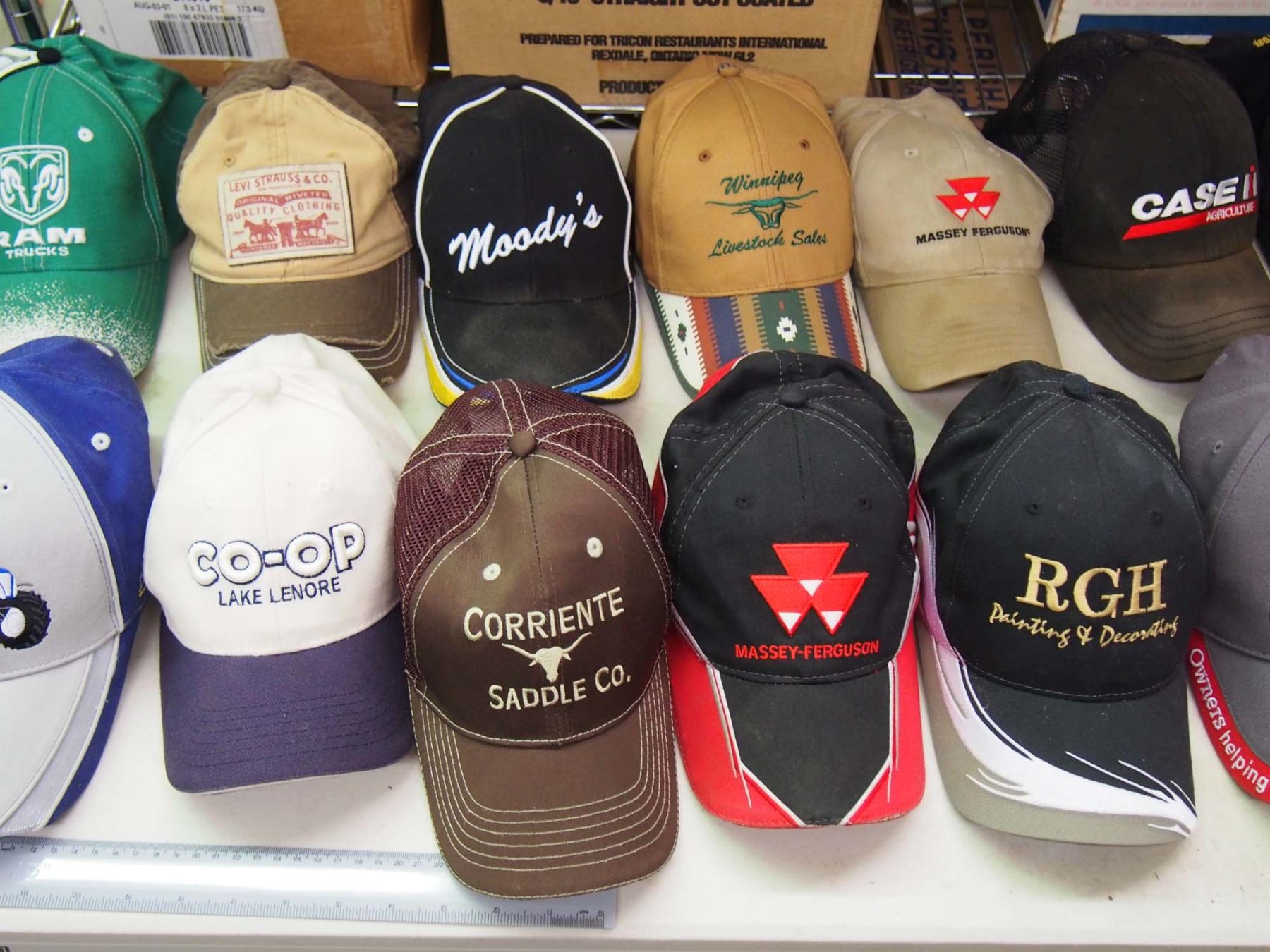 Large Lot Of Vintage Advertising Ball Caps (Ram, Co-op, Massey Ferguson ...