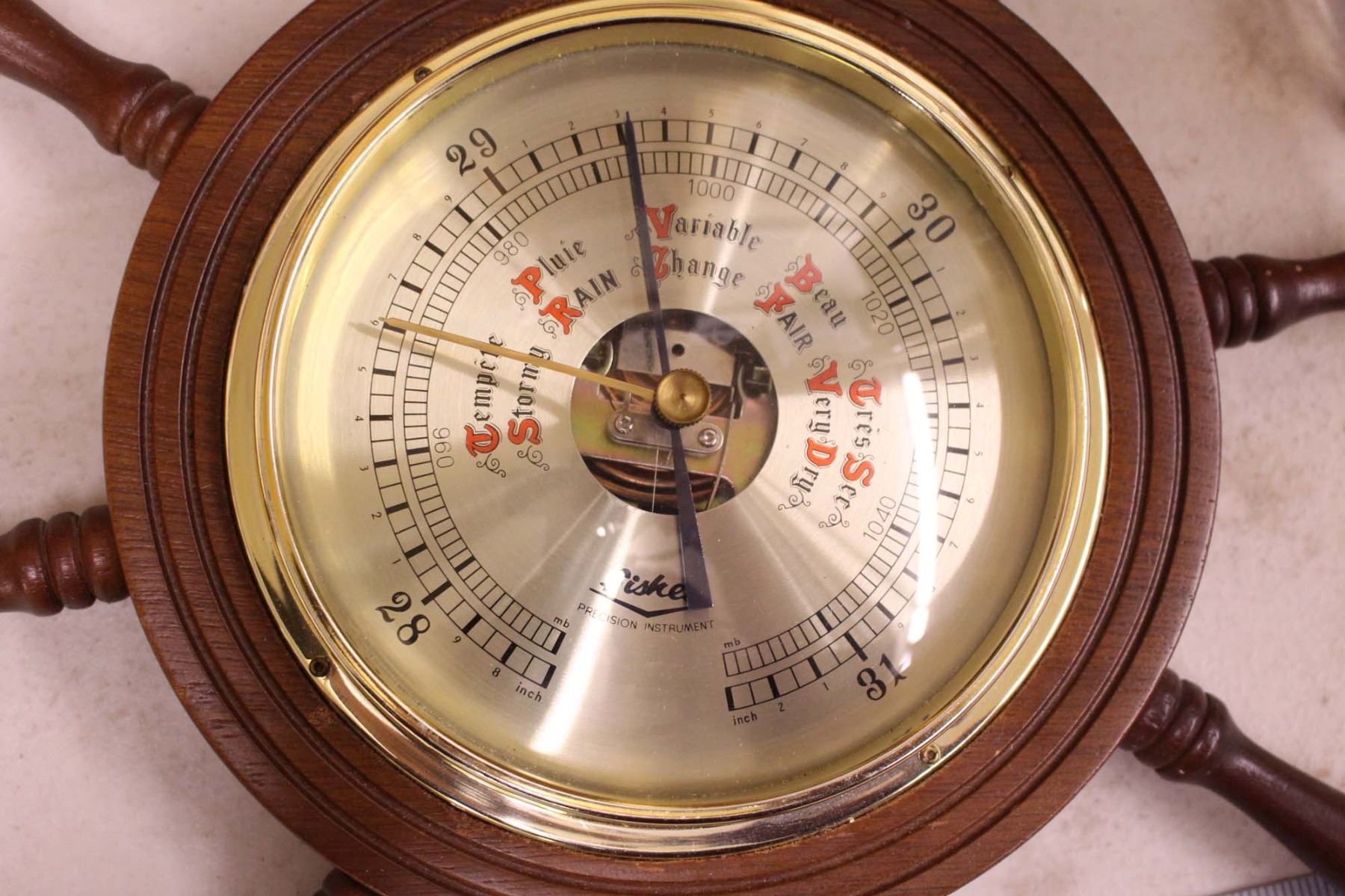 Vintage Fisher Ship Wheel Weather Barometer& Musical Lantern