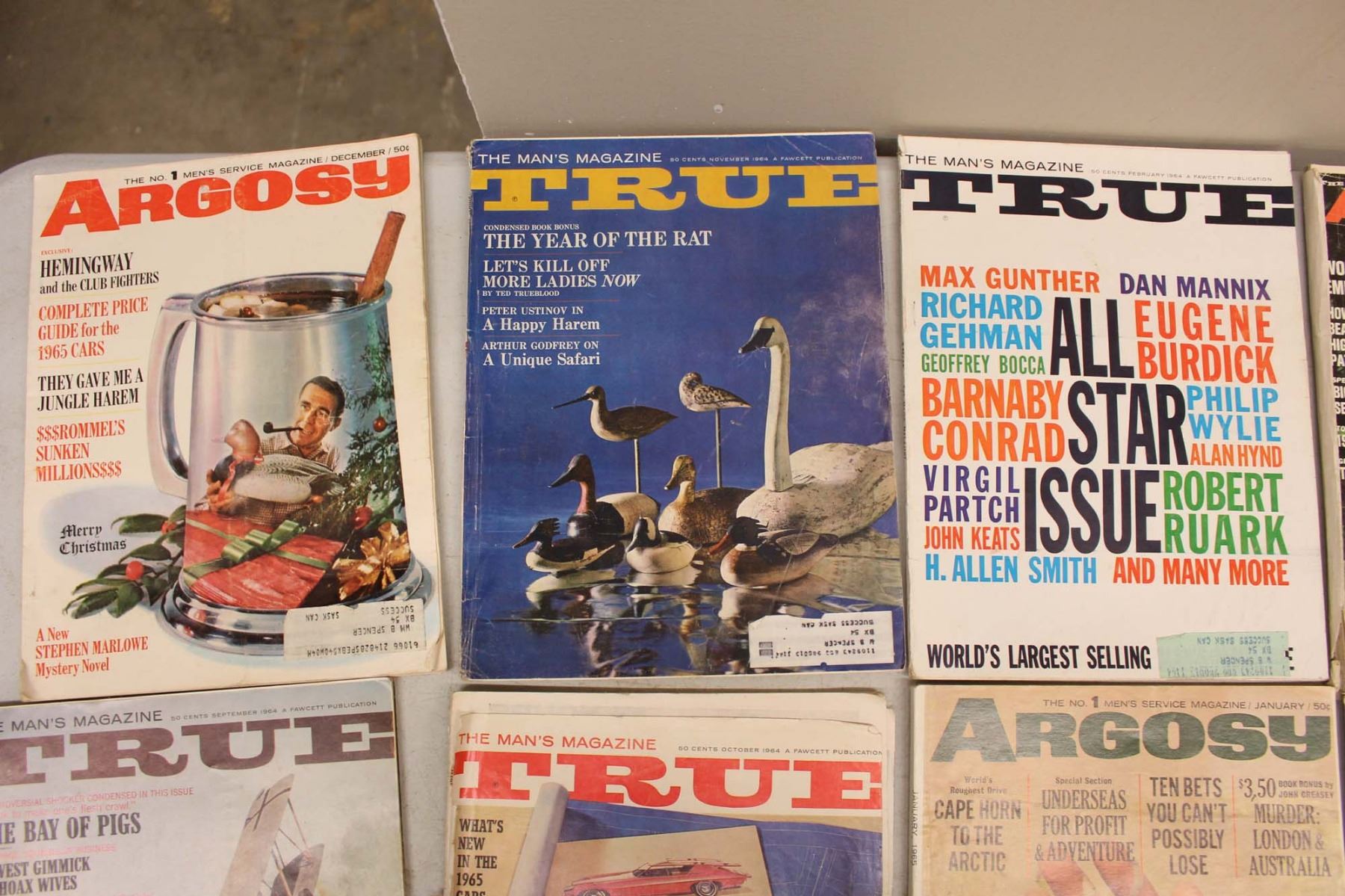Lot Of Vintage True And Argosy Mens Magazines, 60's