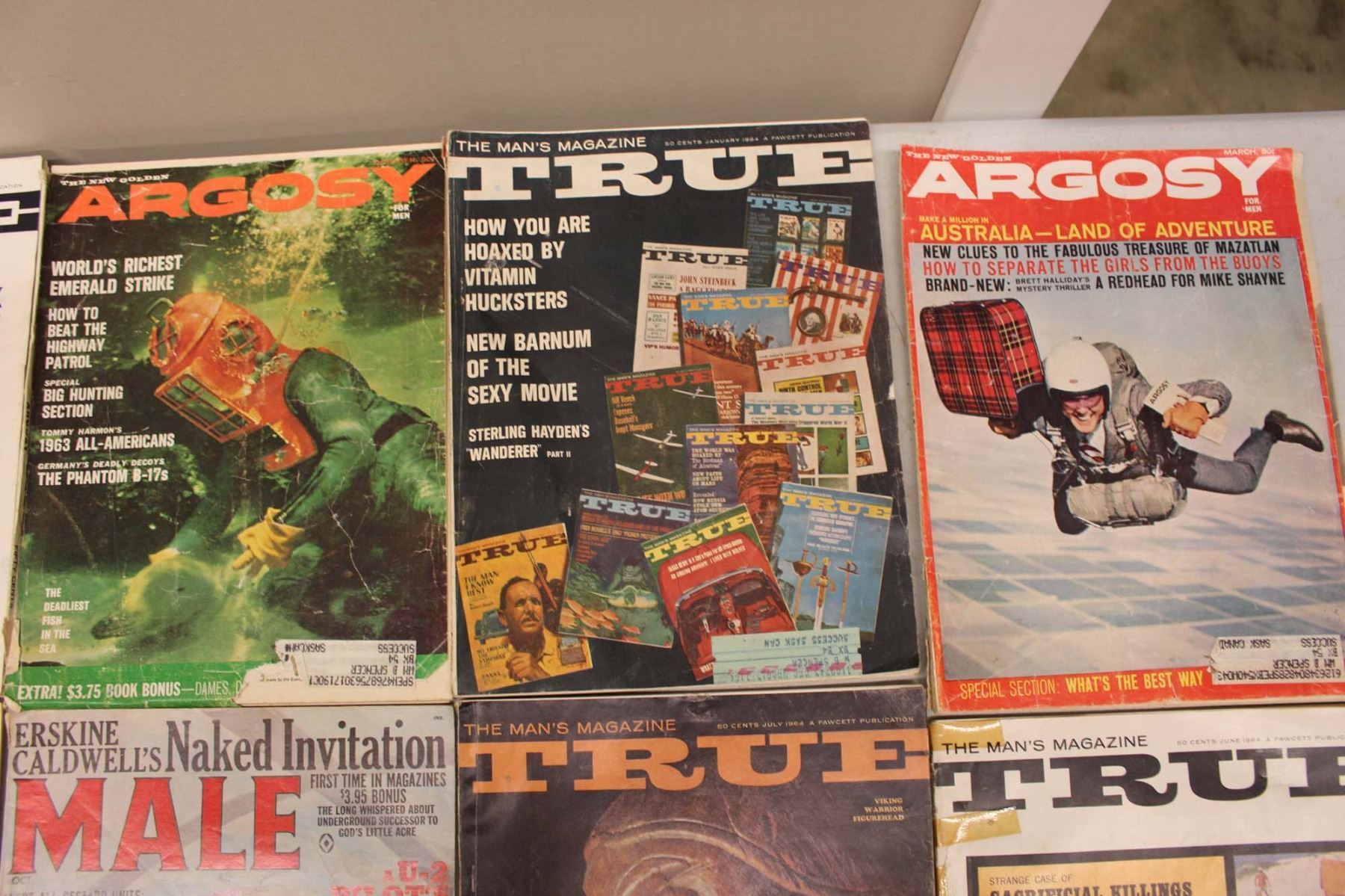Lot Of Vintage True And Argosy Mens Magazines, 60's