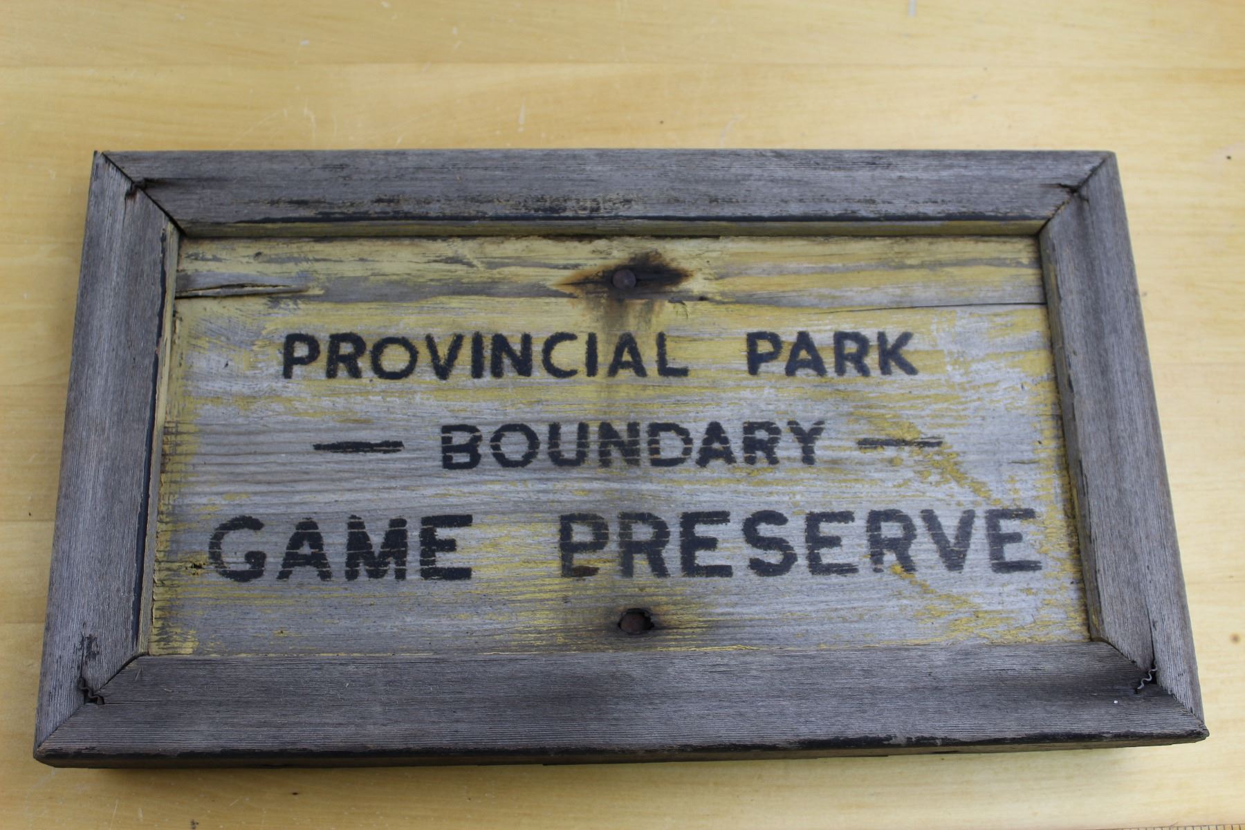 Obsolete Wooden Provincial Park Sign 16 3/4" x 9 5/8"