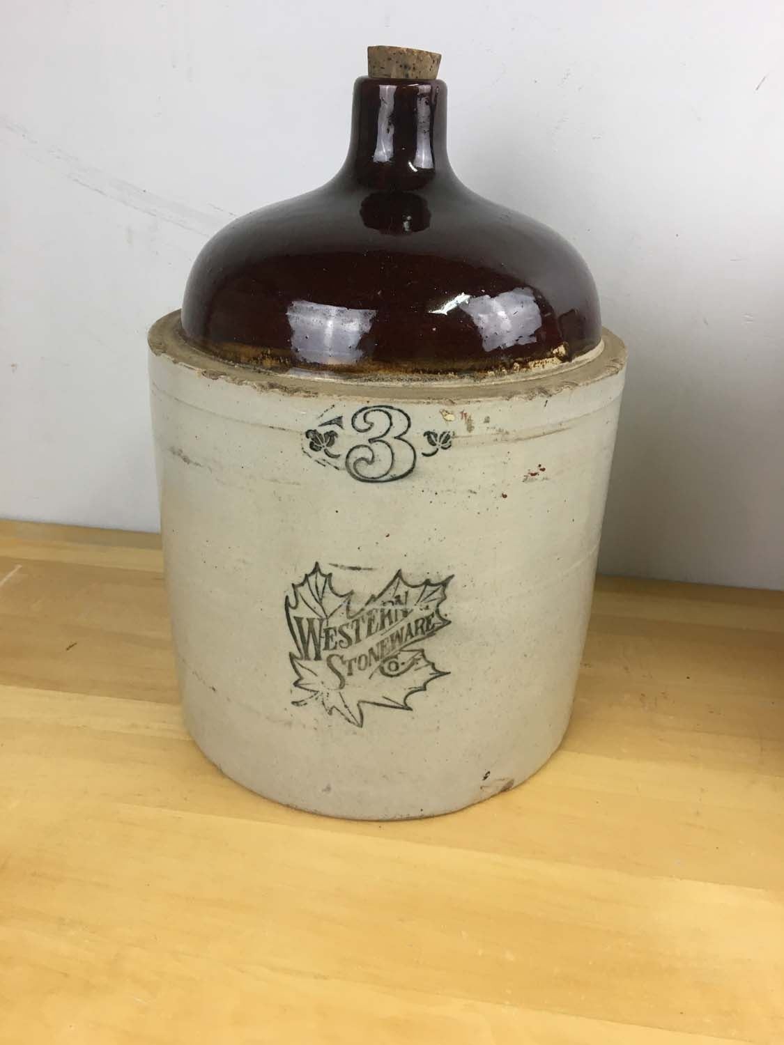 Antique 3 Gallon Western Stoneware Crock Jug