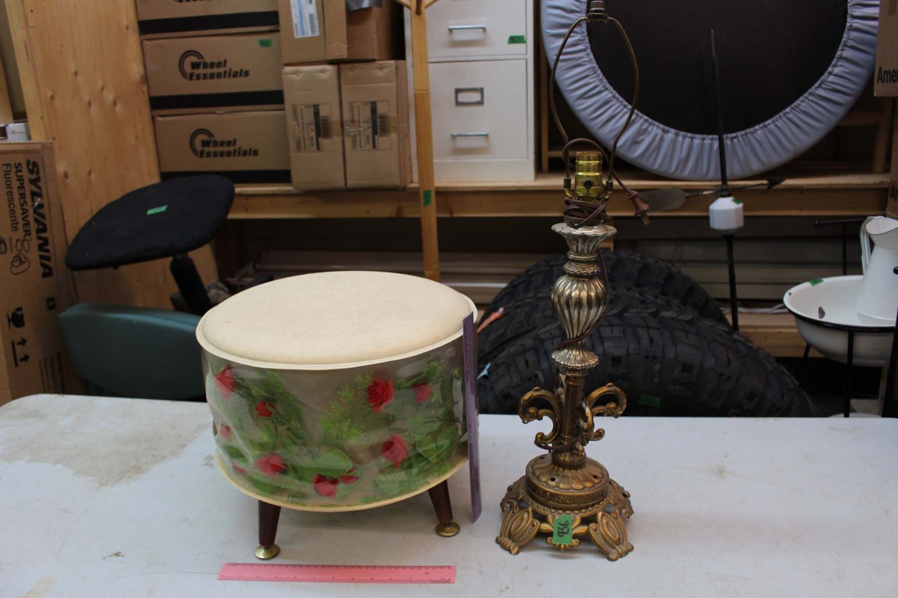 Vintage Lamp & Foot Stool