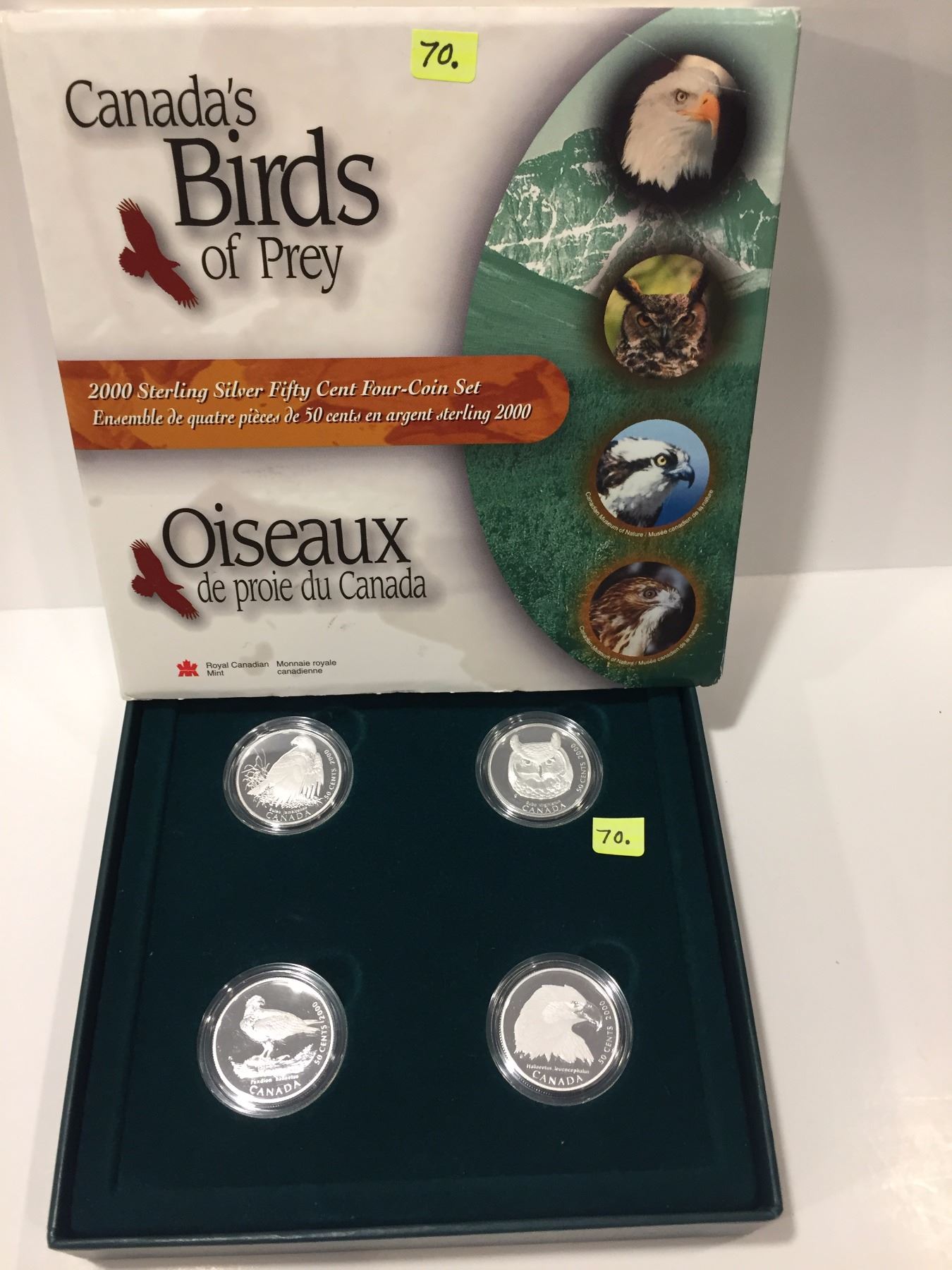 2000 Canada Sterling Silver Fifty Cent Set; 4 Coins; Birds of Prey