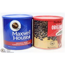 2 EXTRA LARGE CANS OF COFFEE INCL. TIM HORTONS