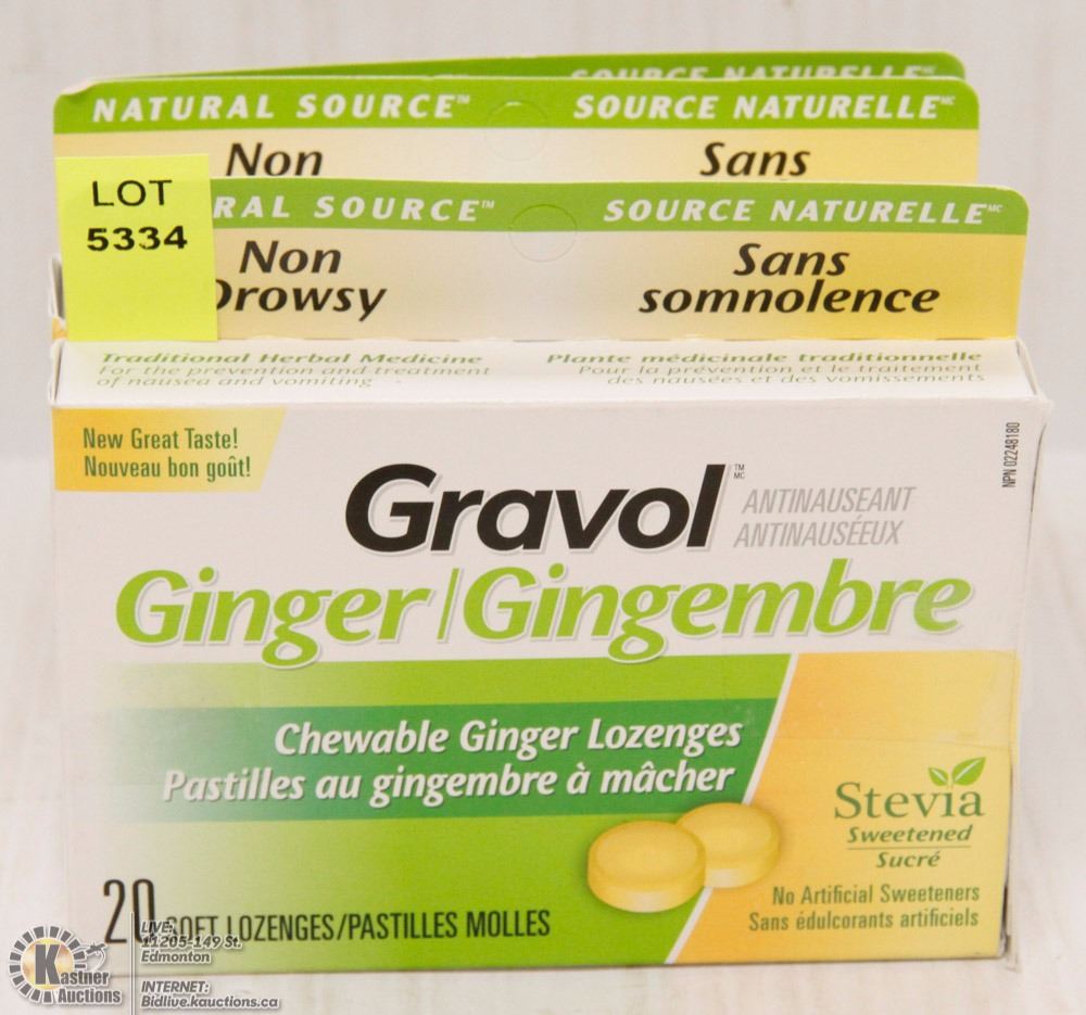 3 PACKS OF NON DROWSY GRAVOL GINGER ANTINAUSEANT