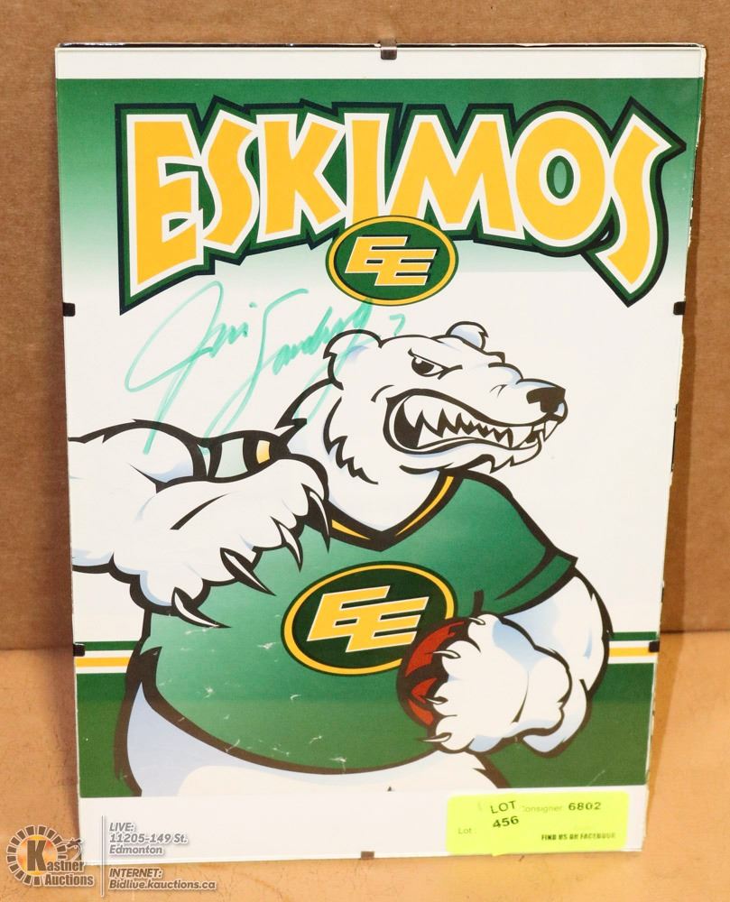 JIM SANDUSKY AUTOGRAPHED EDMONTON ESKIMOS SIGN