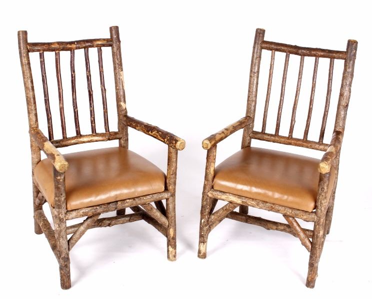 La Lune Collection Rustic Hickory & Leather Chairs