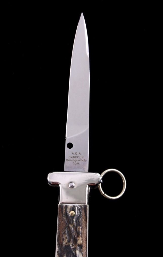 Campolin Ring Pull Stag Switchblade Knife