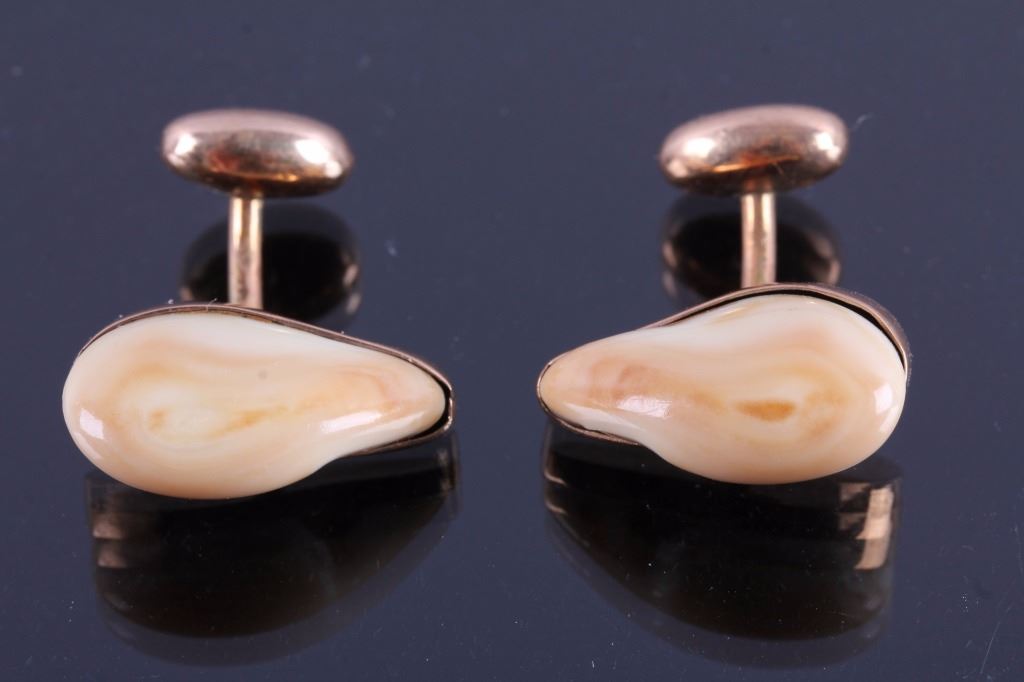 Antique Rose Gold Montana Elk Ivory Cufflinks