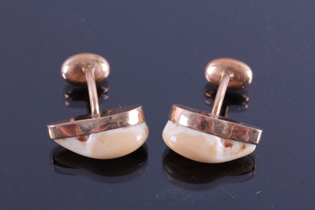 Antique Rose Gold Montana Elk Ivory Cufflinks