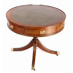 Early Duncan Phyfe Style Leather Top Round Table