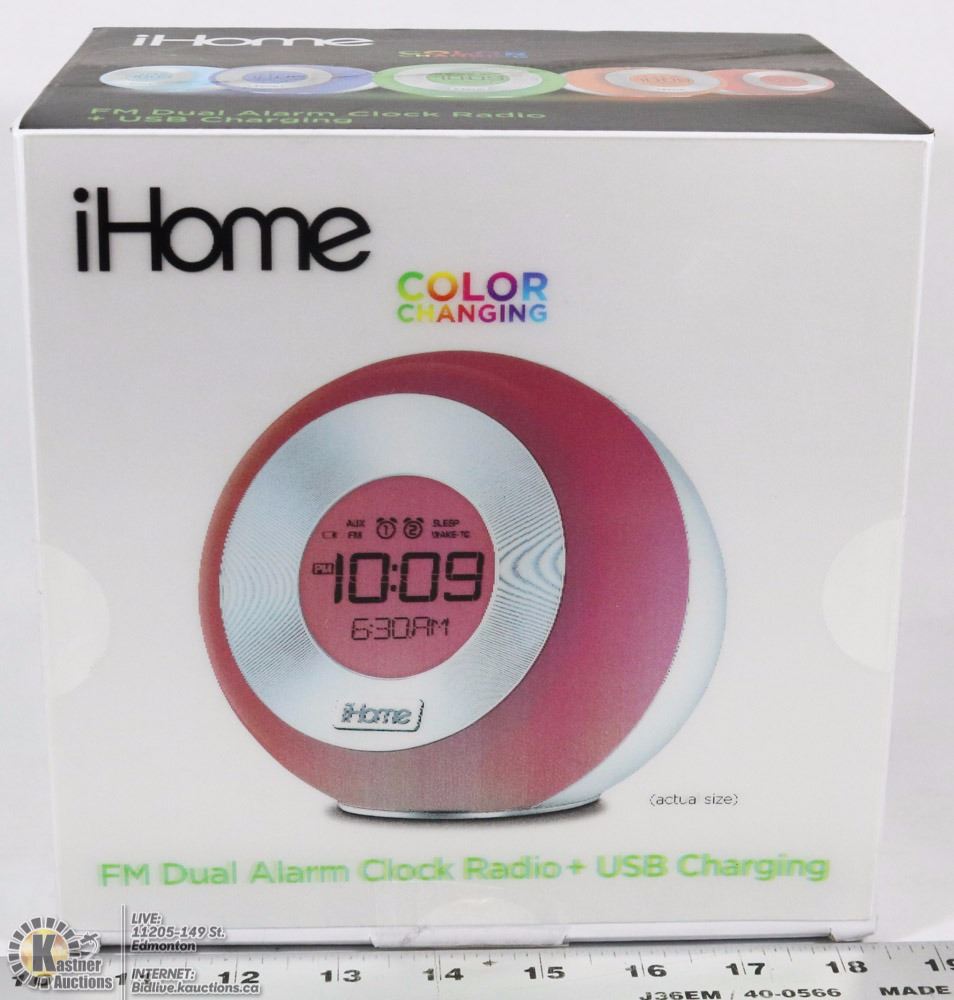 IHOME COLOR CHANGING FM DUAL ALARM CLOCK RADIO