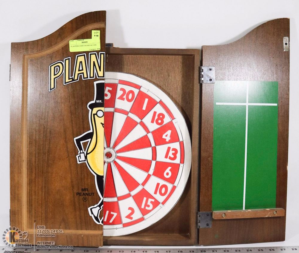 PLANTERS DART BOARD & CASE.