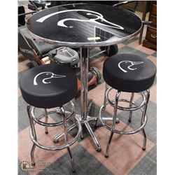 DUCKS UNLIMITED BAR TABLE WITH 2 STOOLS.