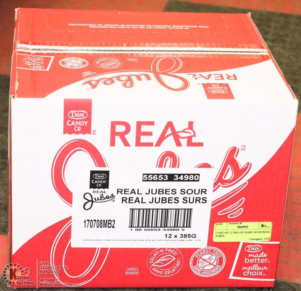 CASE OF 12 PKS OF DARE SOUR REAL JUBES