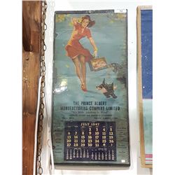 VINTAGE 1947 PIN-UP GIRL CALENDAR PRINCE ALBERT, SASKATCHEWAN