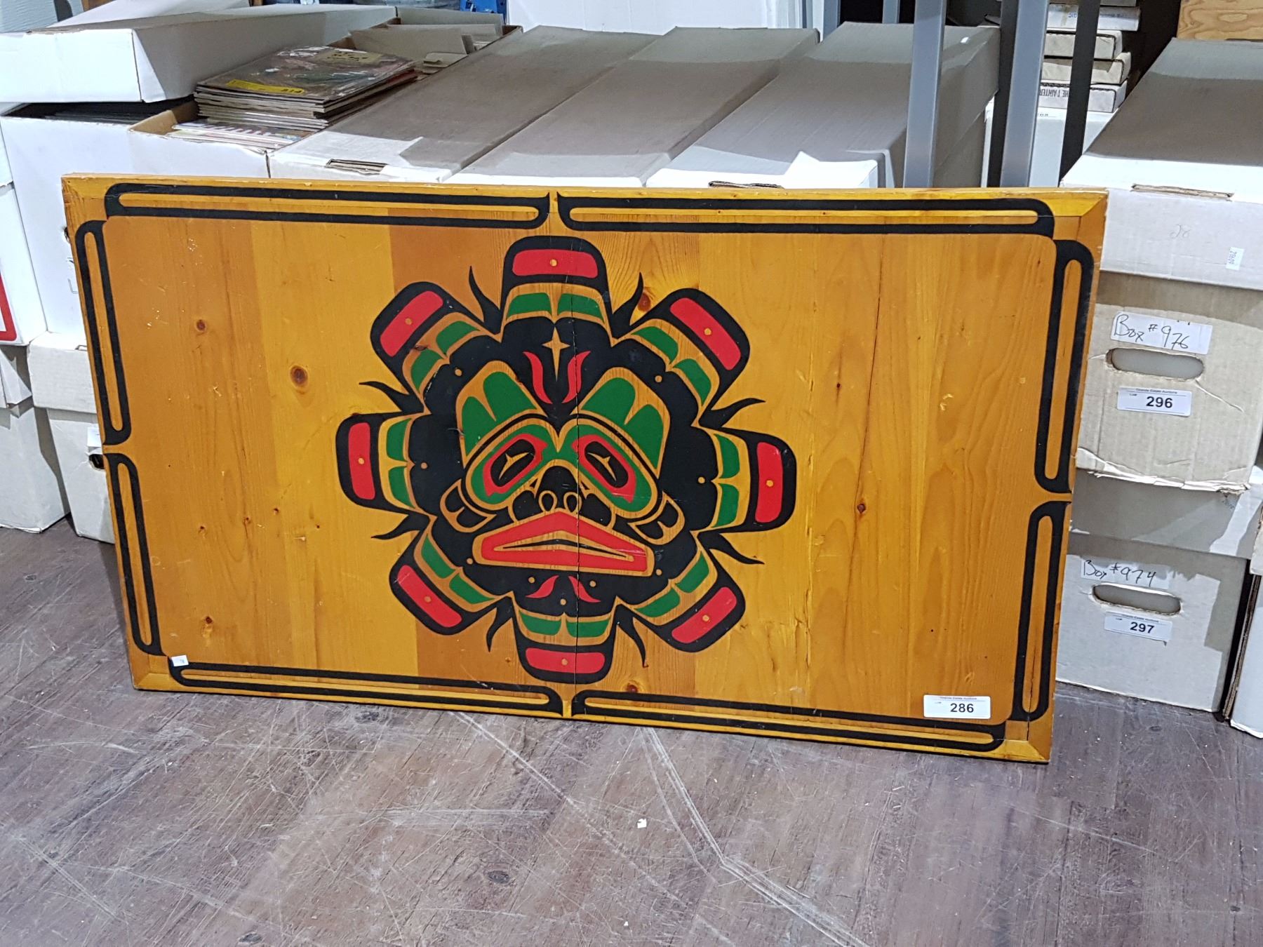 NATIVE PAINTED WALL PLAQUE SIGNED