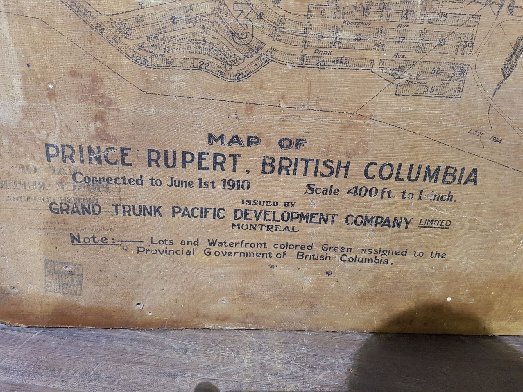 MAP OF PRINCE RUPERT, BC ON BOARD