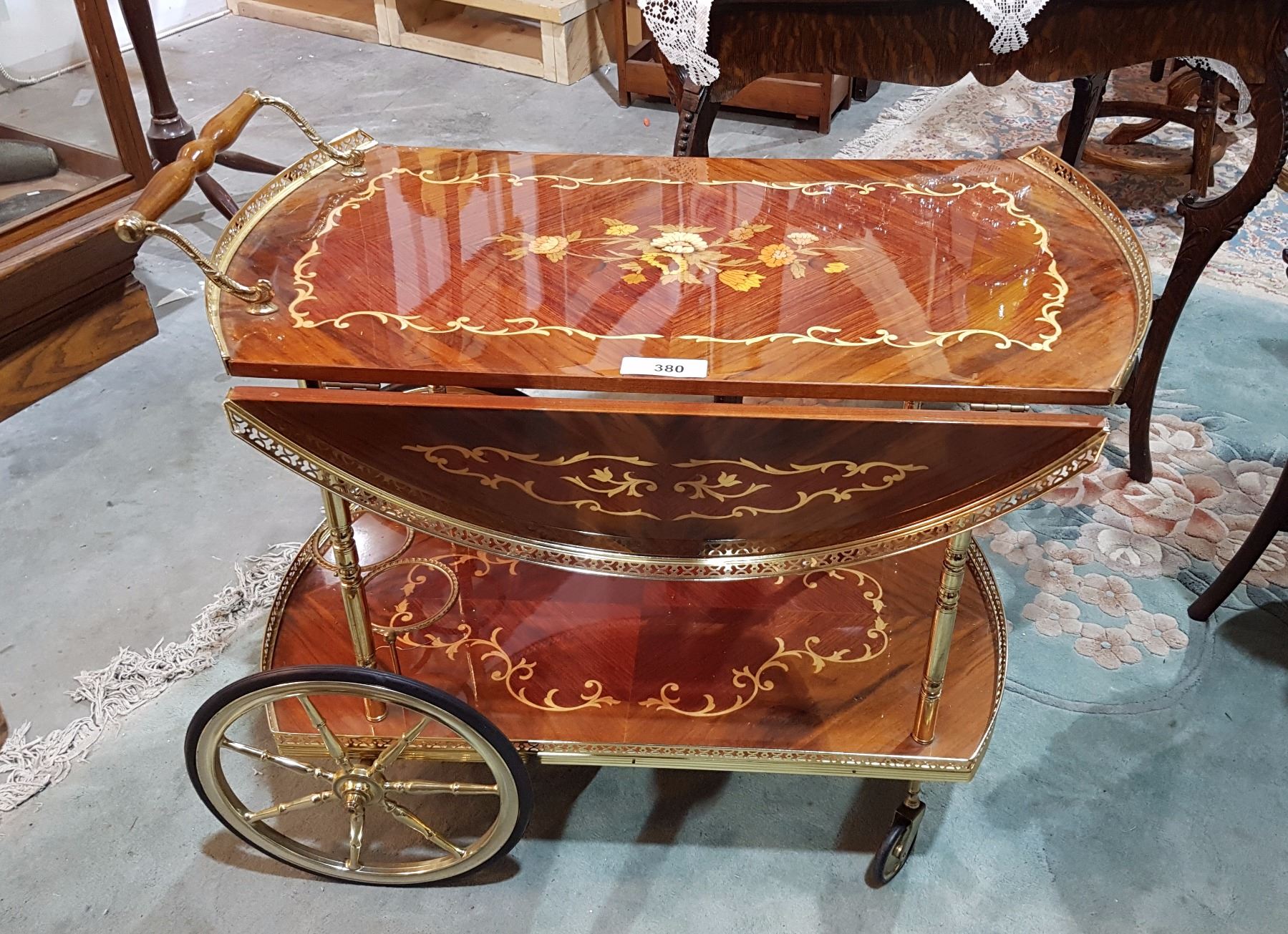 ORNATE ITALIAN INLAID TEA CART