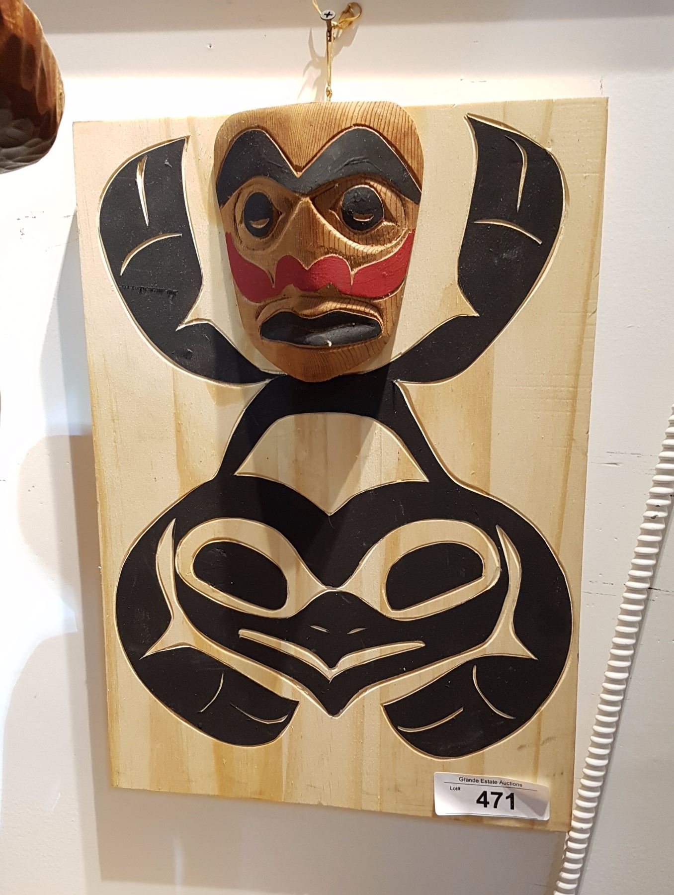 NATIVE CARVED PLAQUE SIGNED