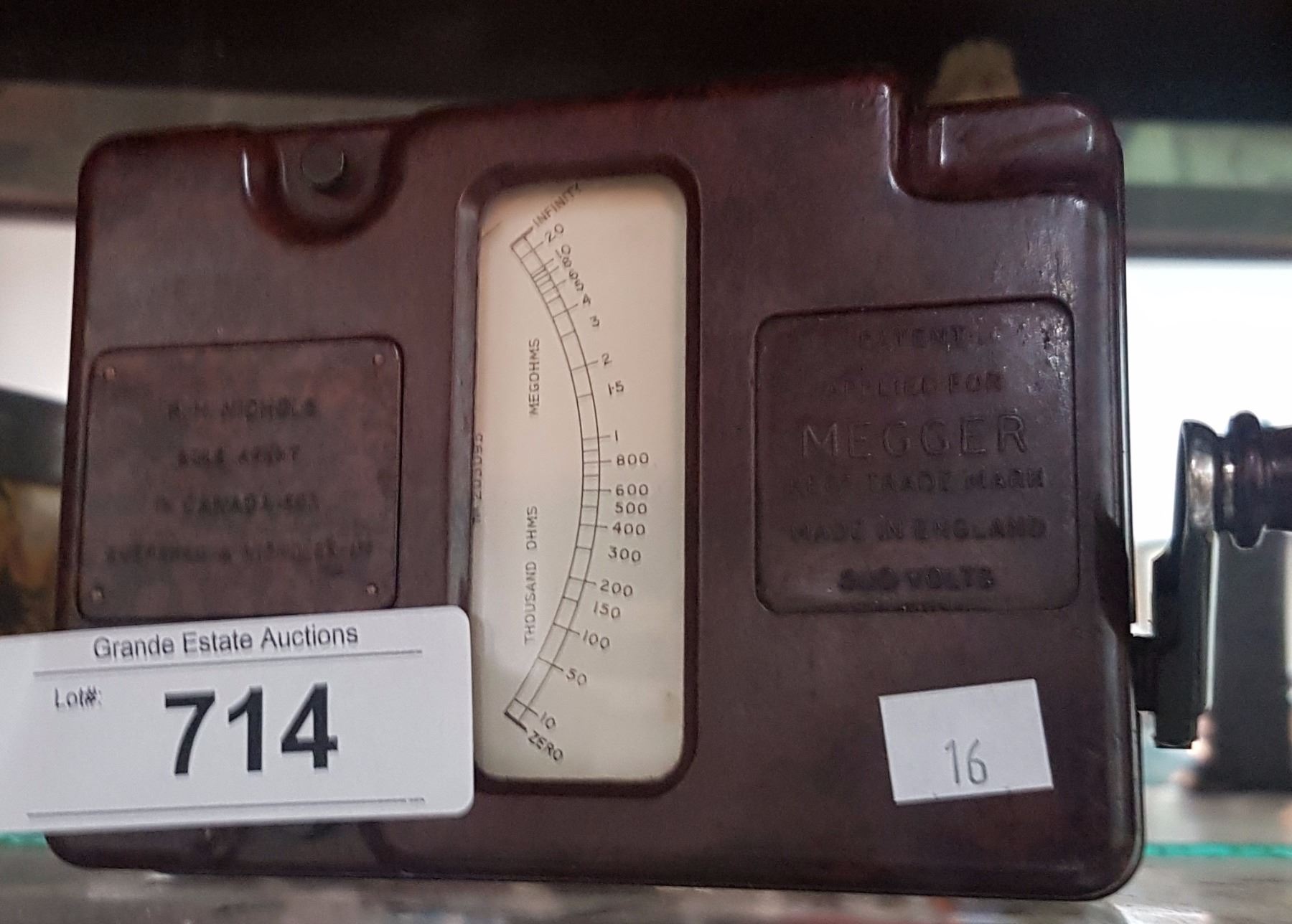 VINTAGE MEGGER HAND CRANK OHMS METER