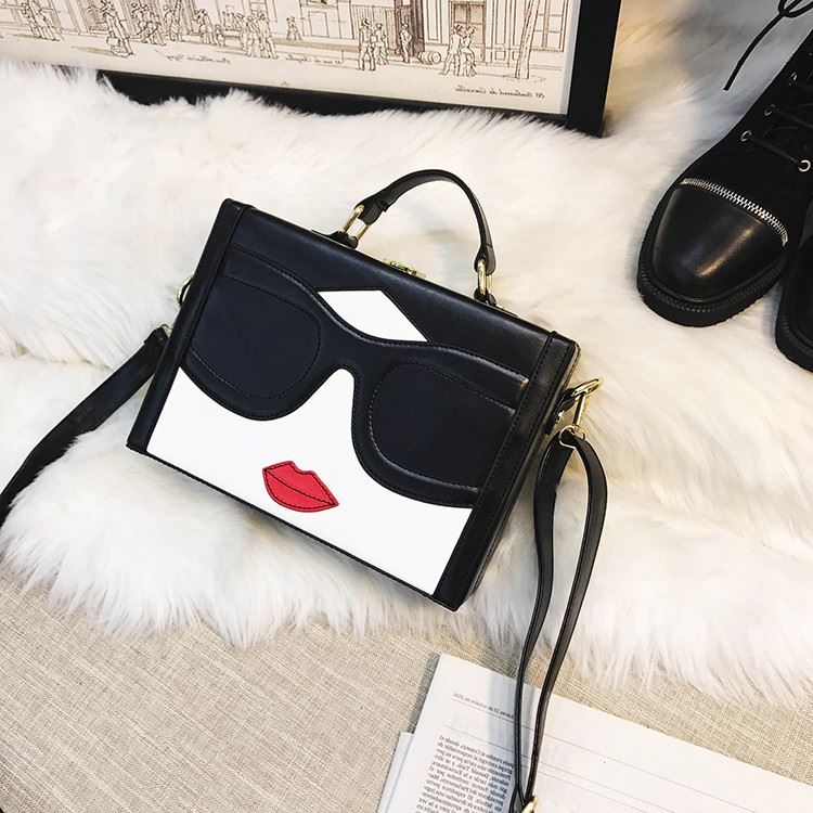 Fashion Lovely Face Women Handbags Red Lips Pu Leather Crossbody Bag ...