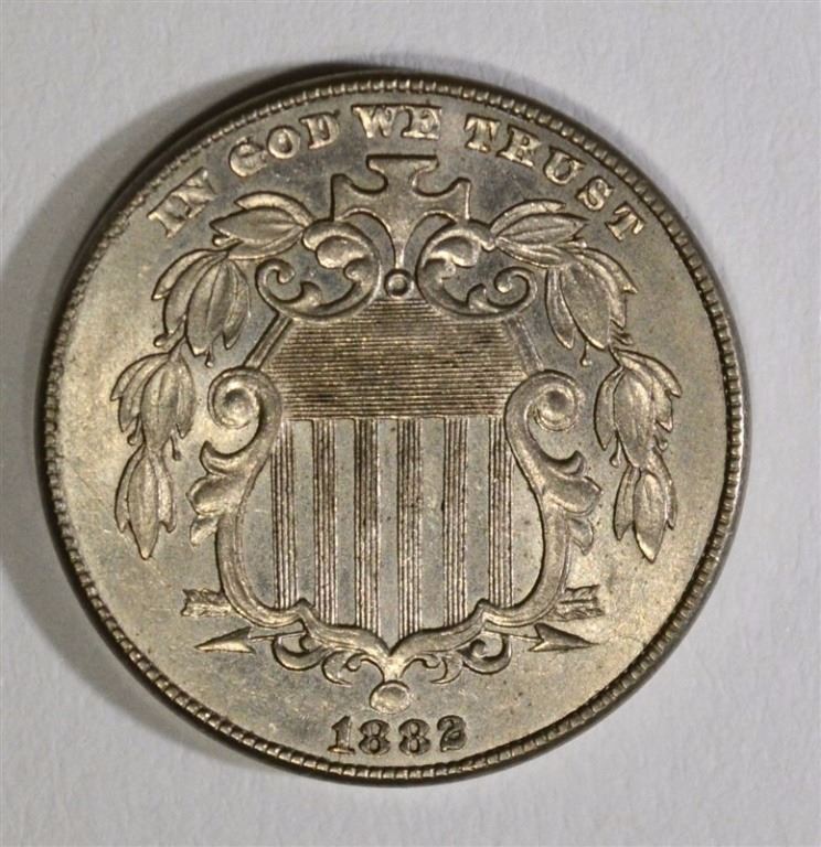 1882 SHIELD NICKEL, GEM BU