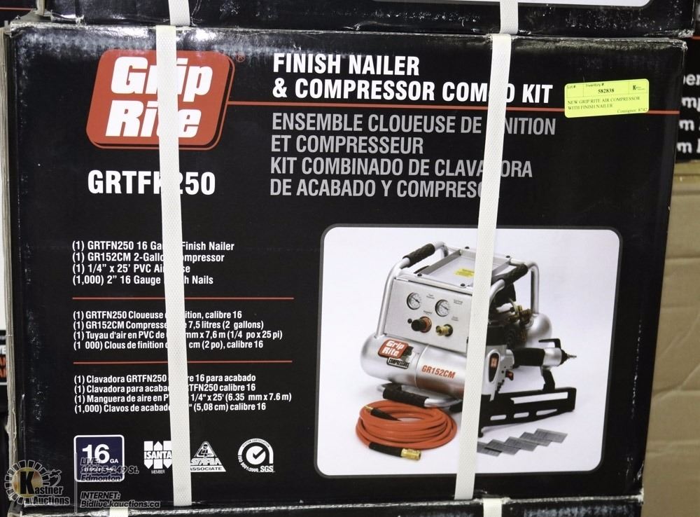 NEW GRIP RITE AIR COMPRESSOR WITH FINISH NAILER