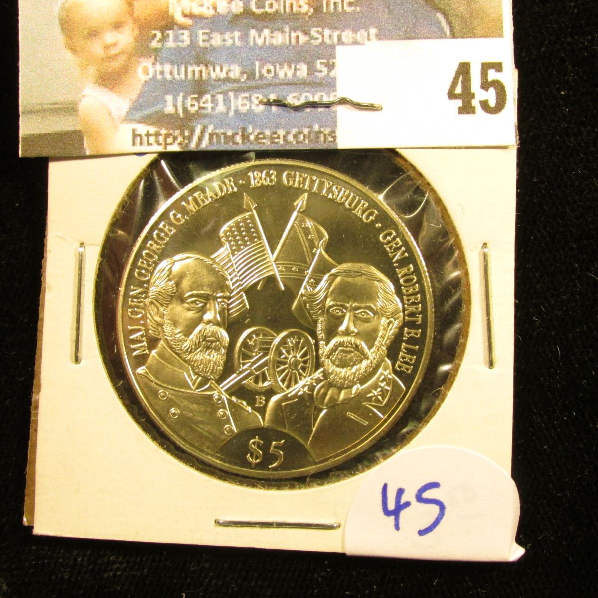 LIBERIA FIVE DOLLAR COIN WITH GENERAL ROBERT E LEE AND LIEUTENANT ...