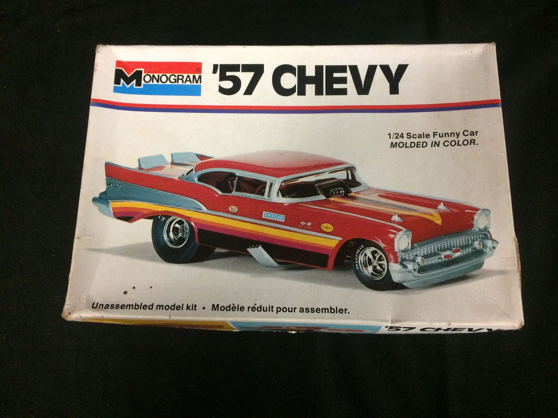 MONOGRAM '57 CHEVY 1/24 SCALE FUNNY CAR MODEL KIT (MOLDED IN COLOUR)