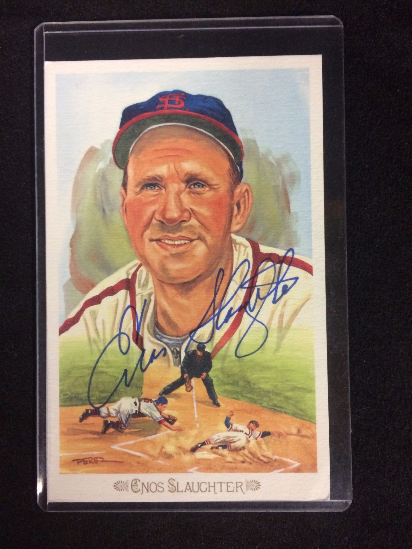 ENOS SLAUGHTER AUTOGRAPHED POSTCARD W/ JSA COA (CELEBRATION CARD 37)